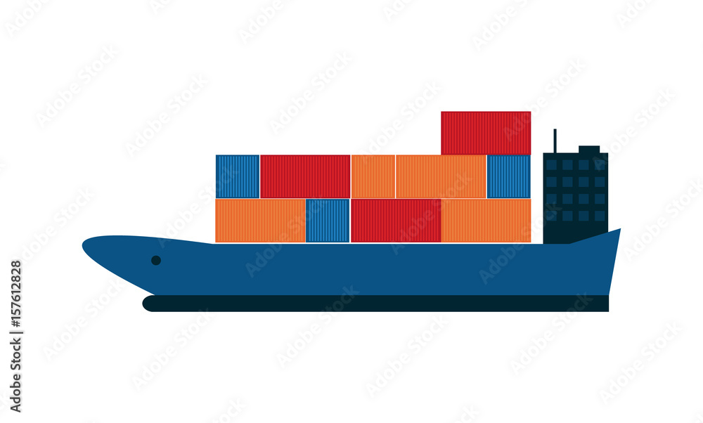 Global shipping icon with container ship. Worldwide delivery service ...