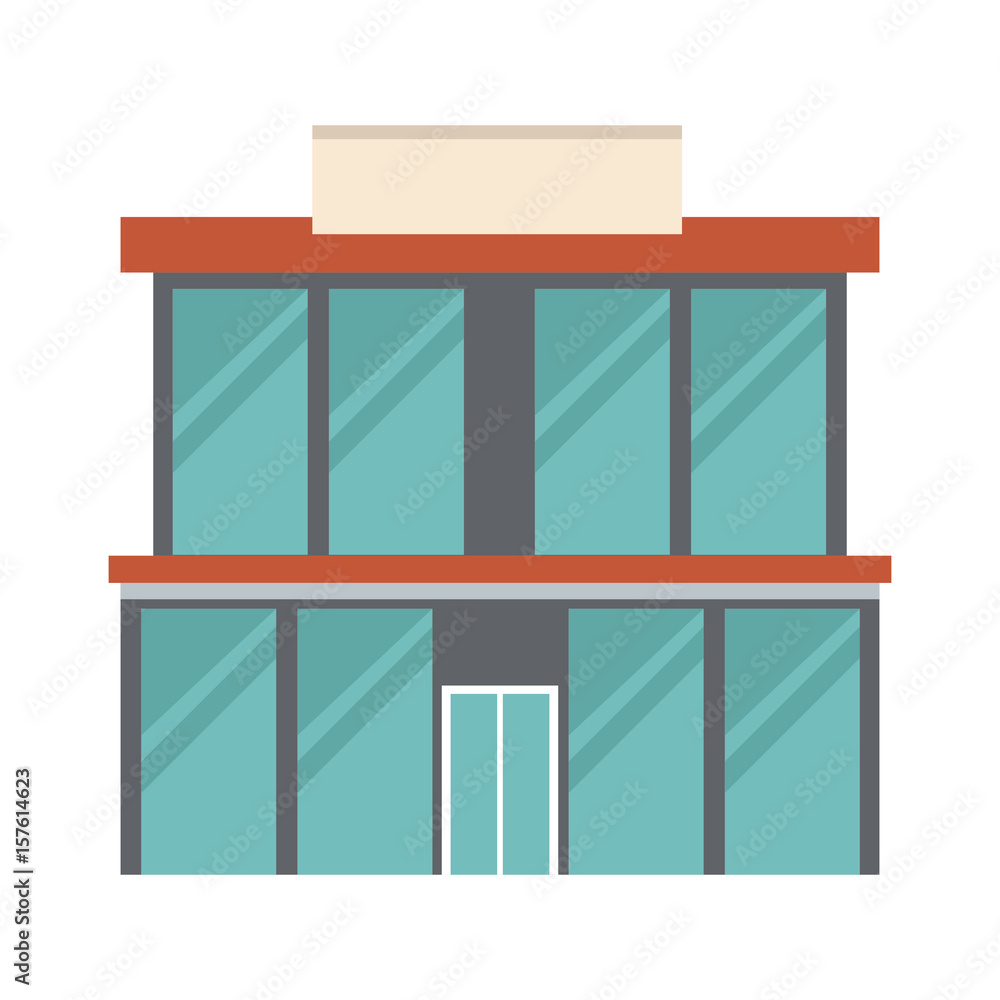 shopping center building mall glass facade billboard vector ...