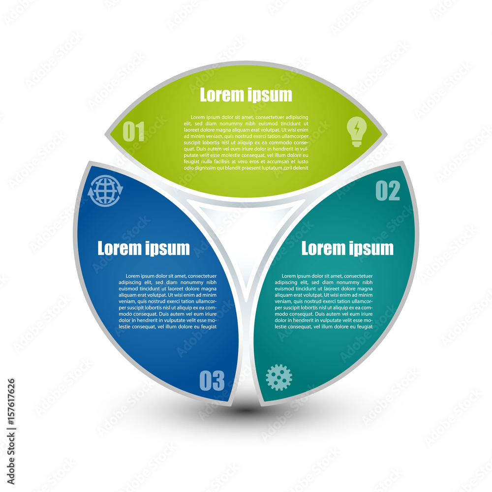 Circle infographic template 3 steps. For presentation and design ...