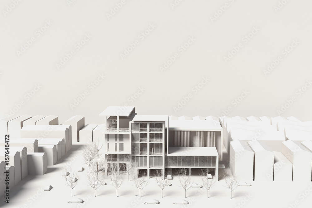 3d building mass model wood and white Stock Photo | Adobe Stock