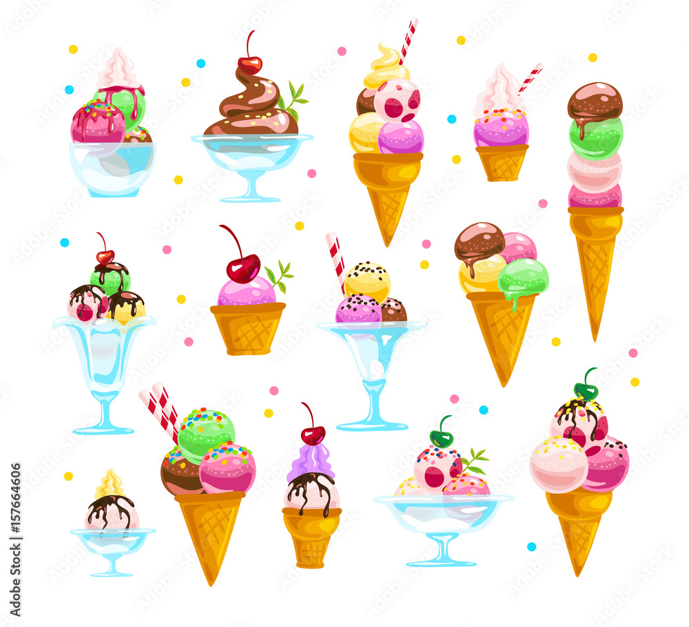Vector flat ice cream illustration in cartoon style. Stock Vector ...