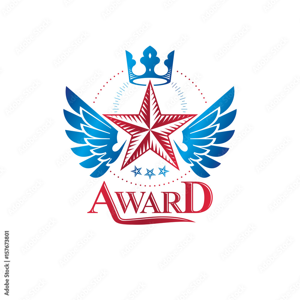 Military Star emblem, winged victory award symbol created using ...