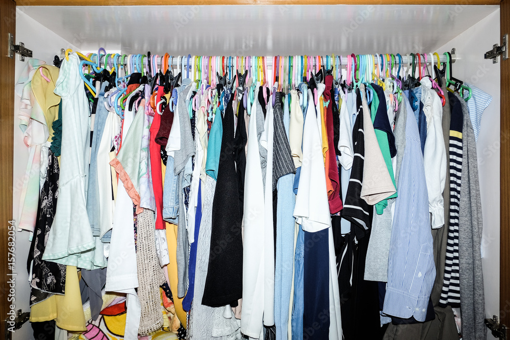 messy clothes in closet Stock Photo | Adobe Stock