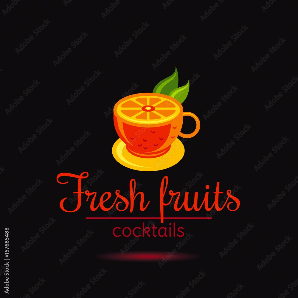Fresh fruit drink bar logo vector icon. Flat juice elegant symbol ...