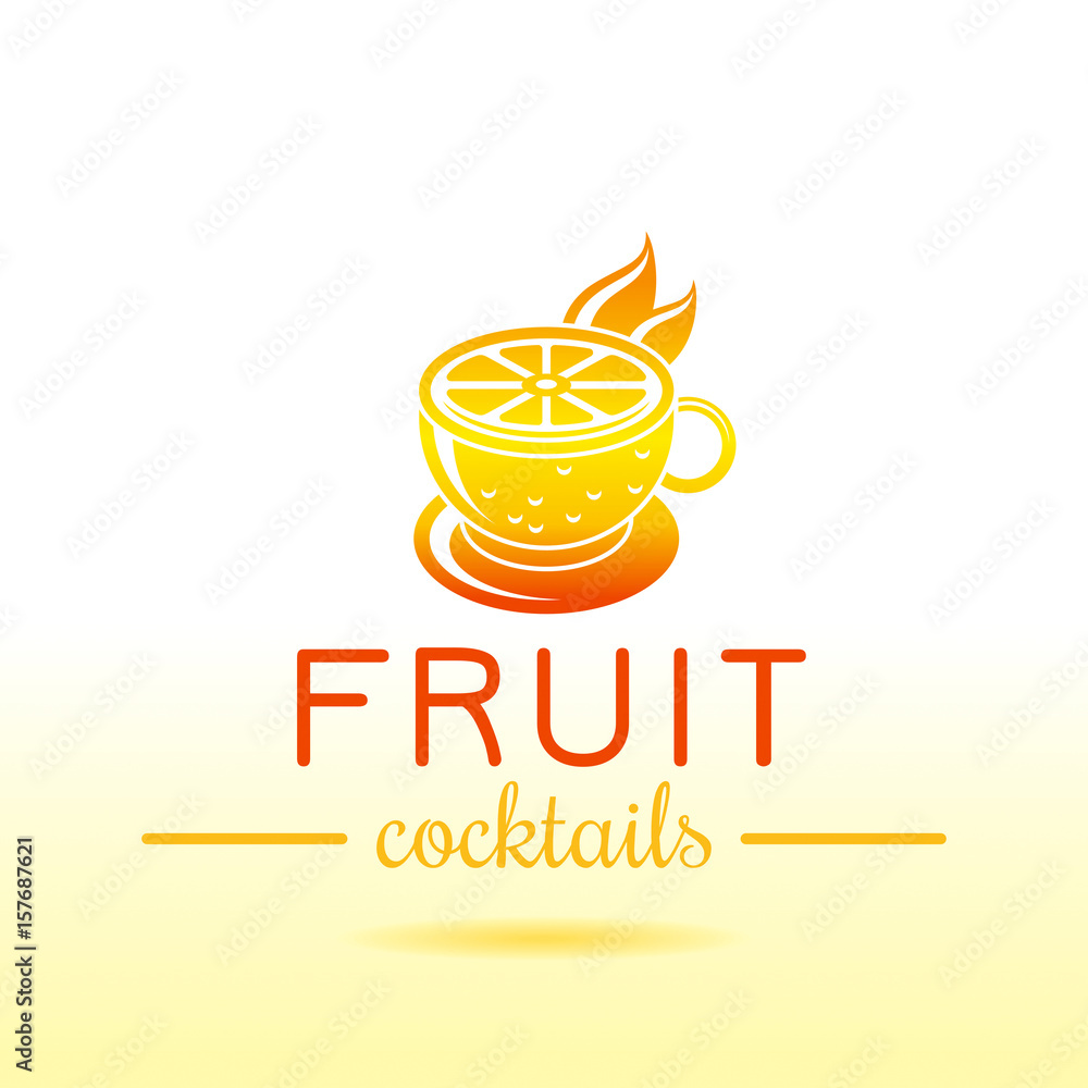 Fresh fruit drink bar logo vector icon. Flat juice elegant symbol ...
