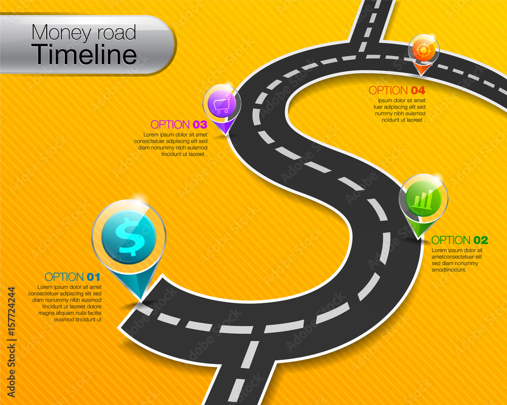Business money road timeline infographic. Process chart Technology ...