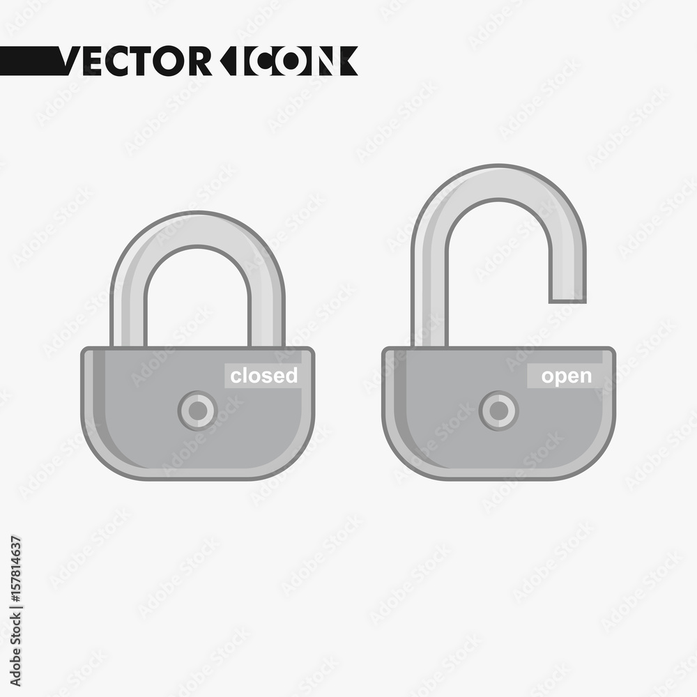 Open and close lock buttons and icons. Security lock symbol for your ...