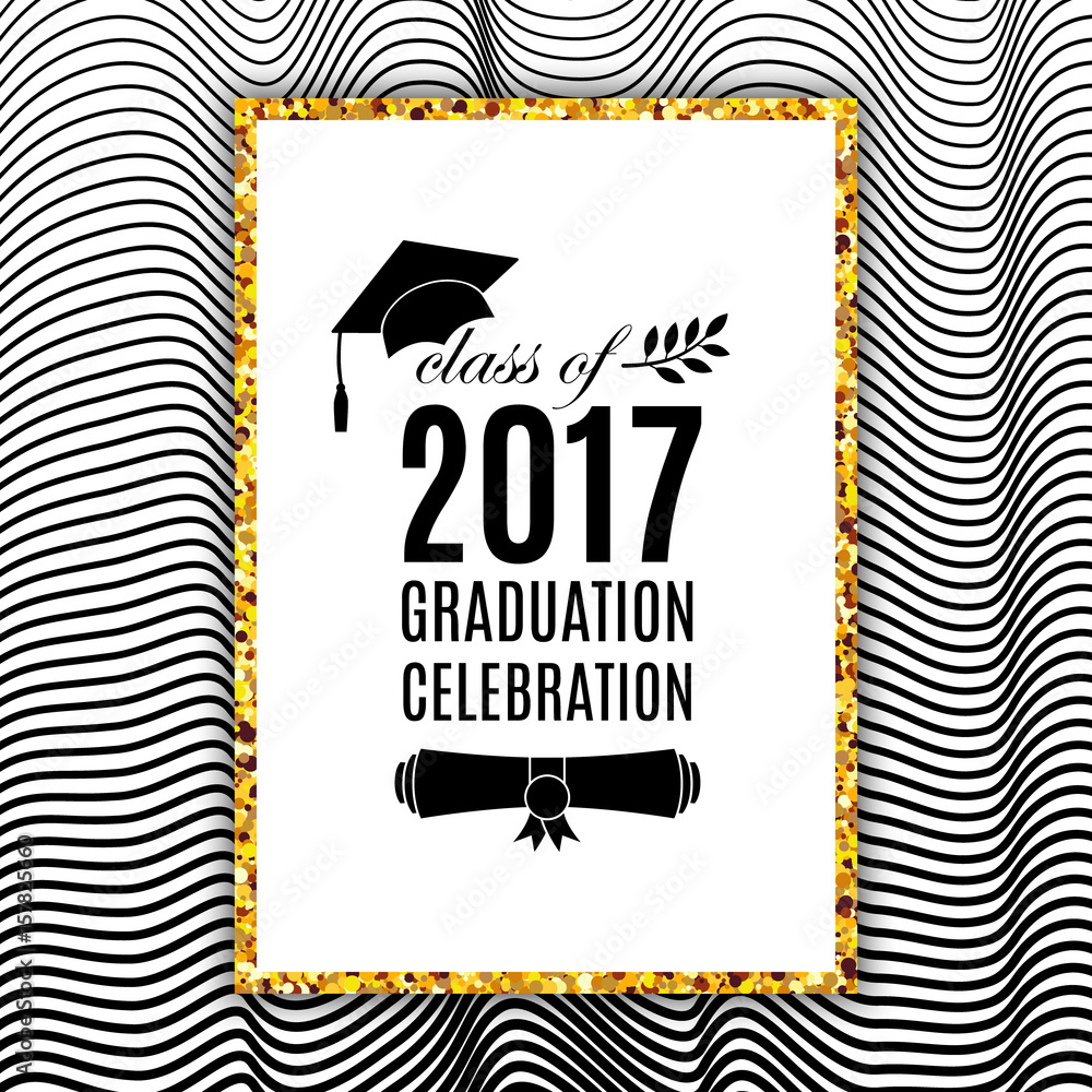 Graduation celebration 2017 class of greeting card with hat, scroll and ...