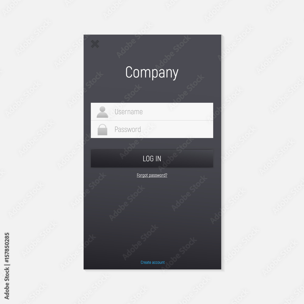Login form. Black design. Template. Stock Vector | Adobe Stock