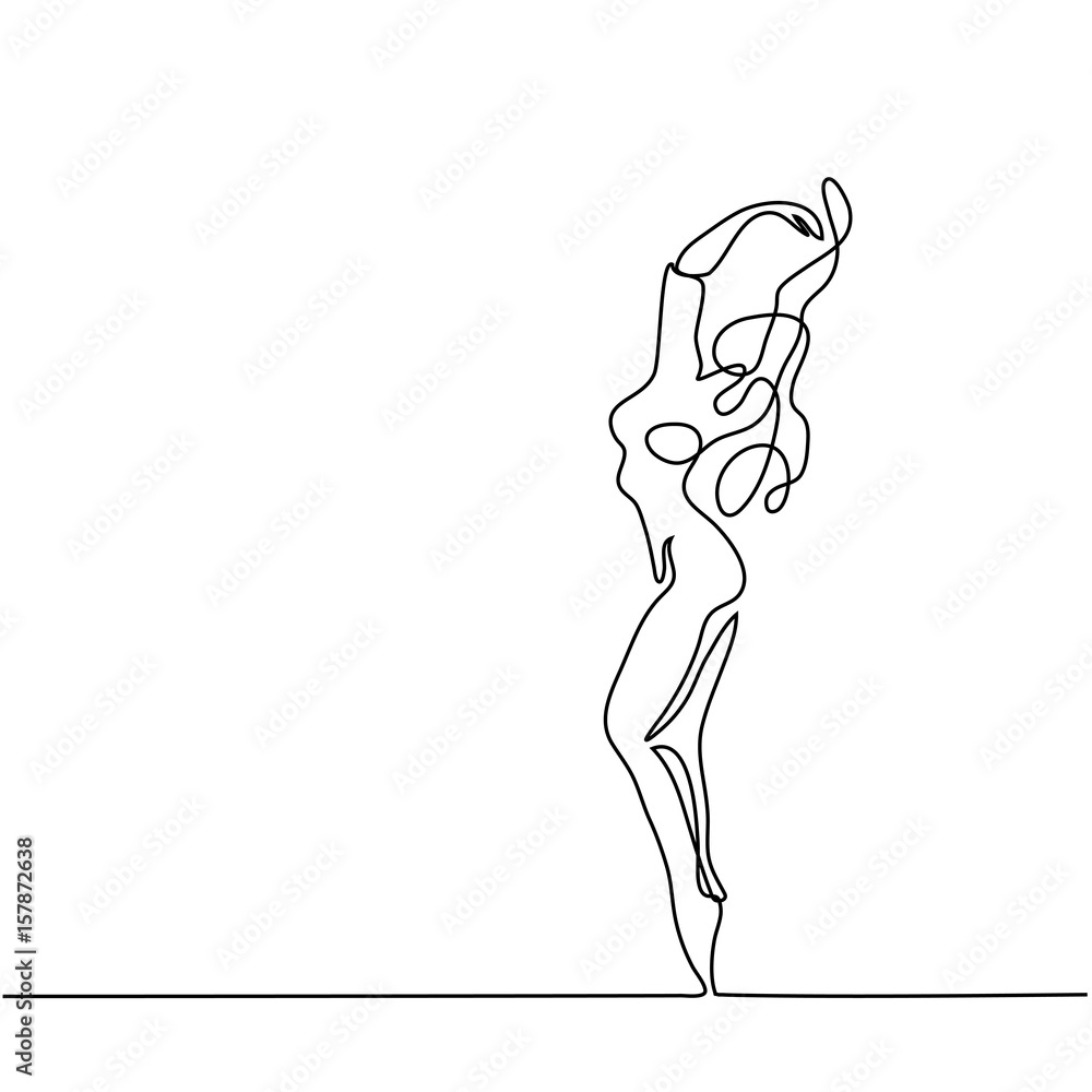 Continuous line drawing of dancing woman. Vector illustration Stock ...
