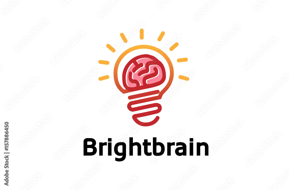 Bright Brain Logo Design Illustration Stock Vector | Adobe Stock