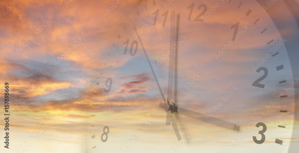Clock in sky Stock Photo | Adobe Stock