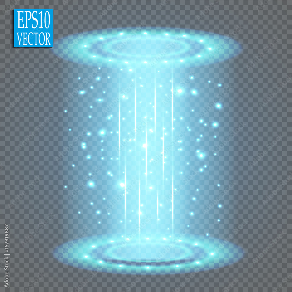 Magic fantasy portal. Futuristic teleport. Light effect. Blue candles ...