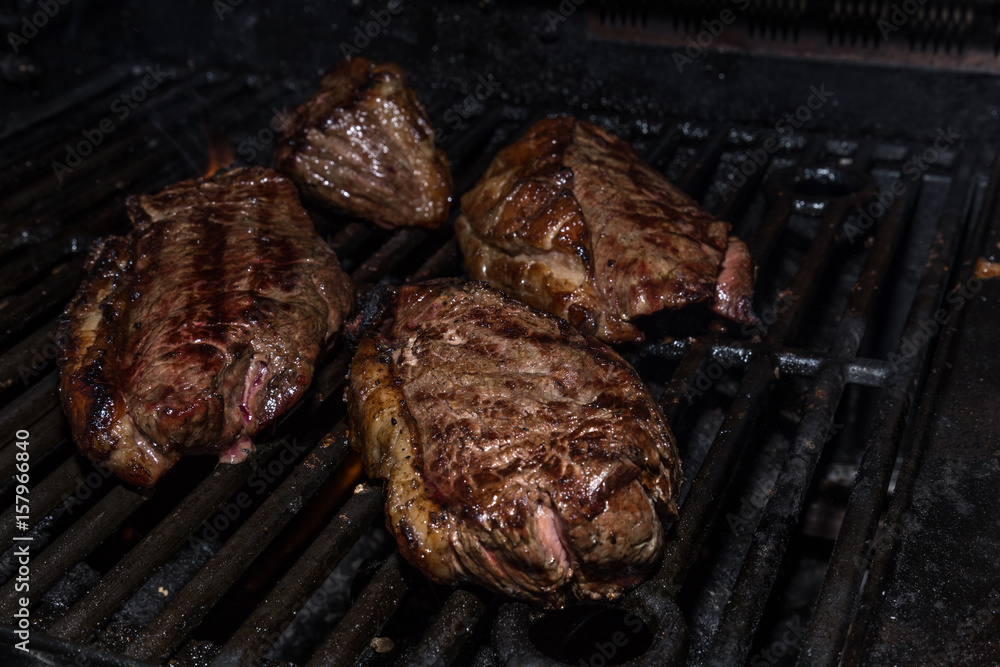 Picanha cow steak beef barbecue on a iron grill Stock Photo | Adobe Stock