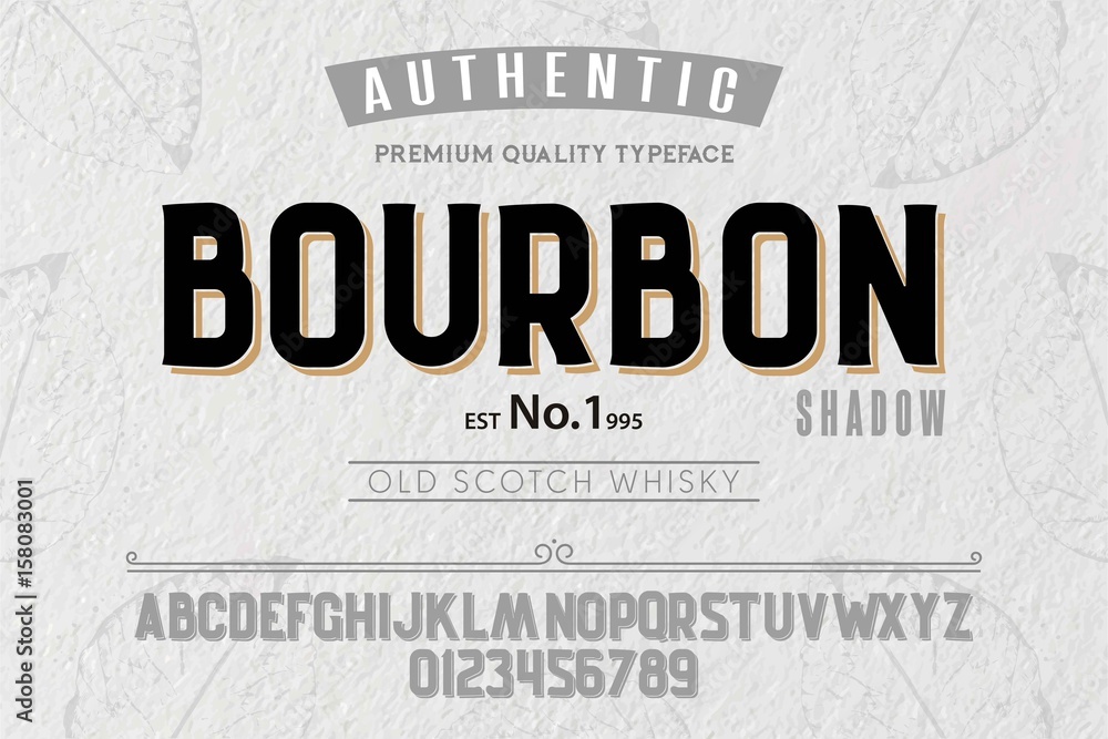 Font.Alphabet.Script.Typeface.Label.Bourbon typeface.For labels and ...