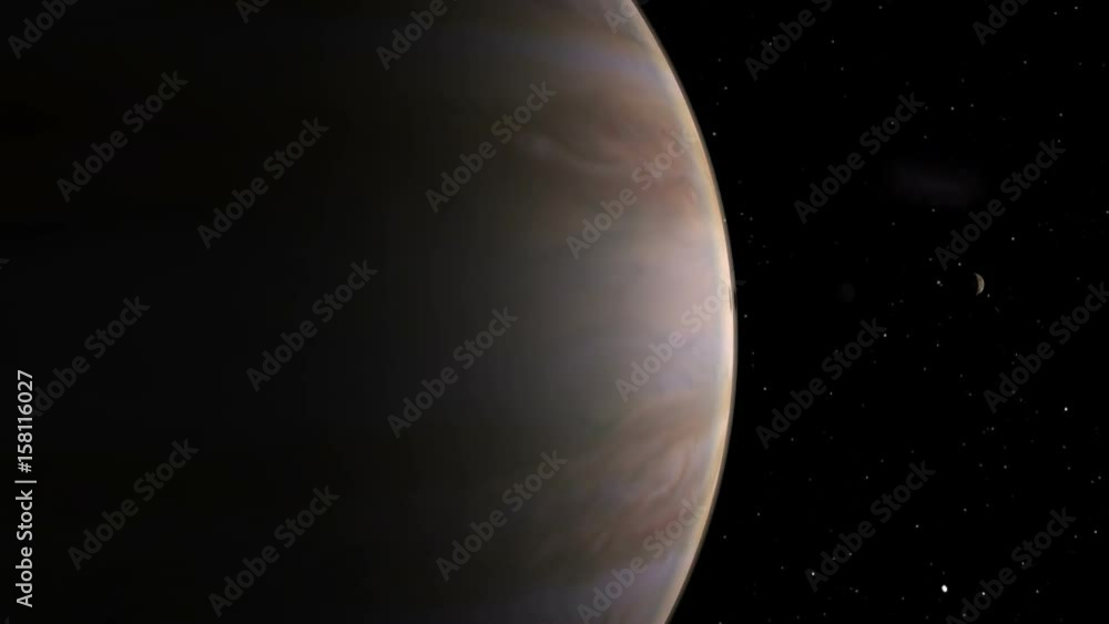 Jupiter, Io and Europa, with active atmosphere and swirling clouds ...