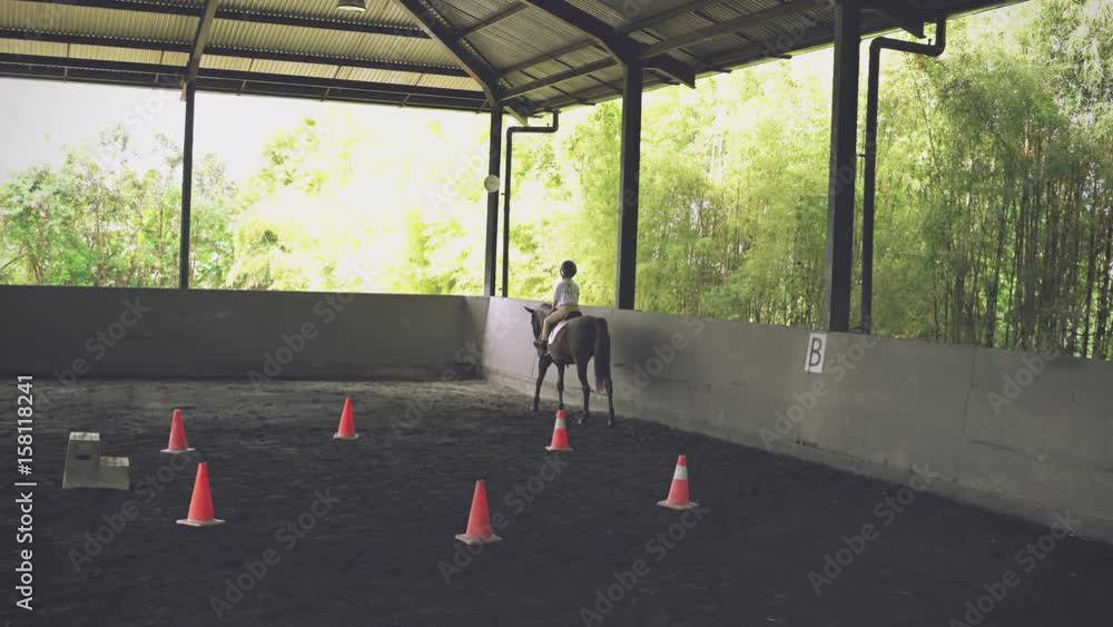 Horse Race Competition. Running Horse with a Little Champion Boy ...