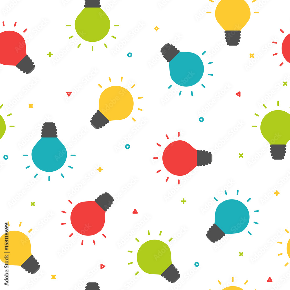 Colorful shining bulbs seamless pattern, party background concept Stock ...