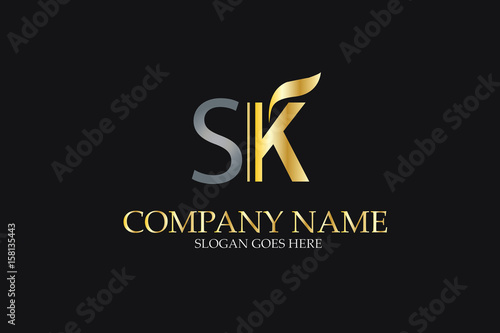 SK Letter Logo Design in Golden and Metal Color Stock Vector | Adobe Stock