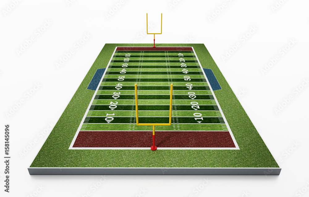 American football field isolated on white background. 3D illustration ...
