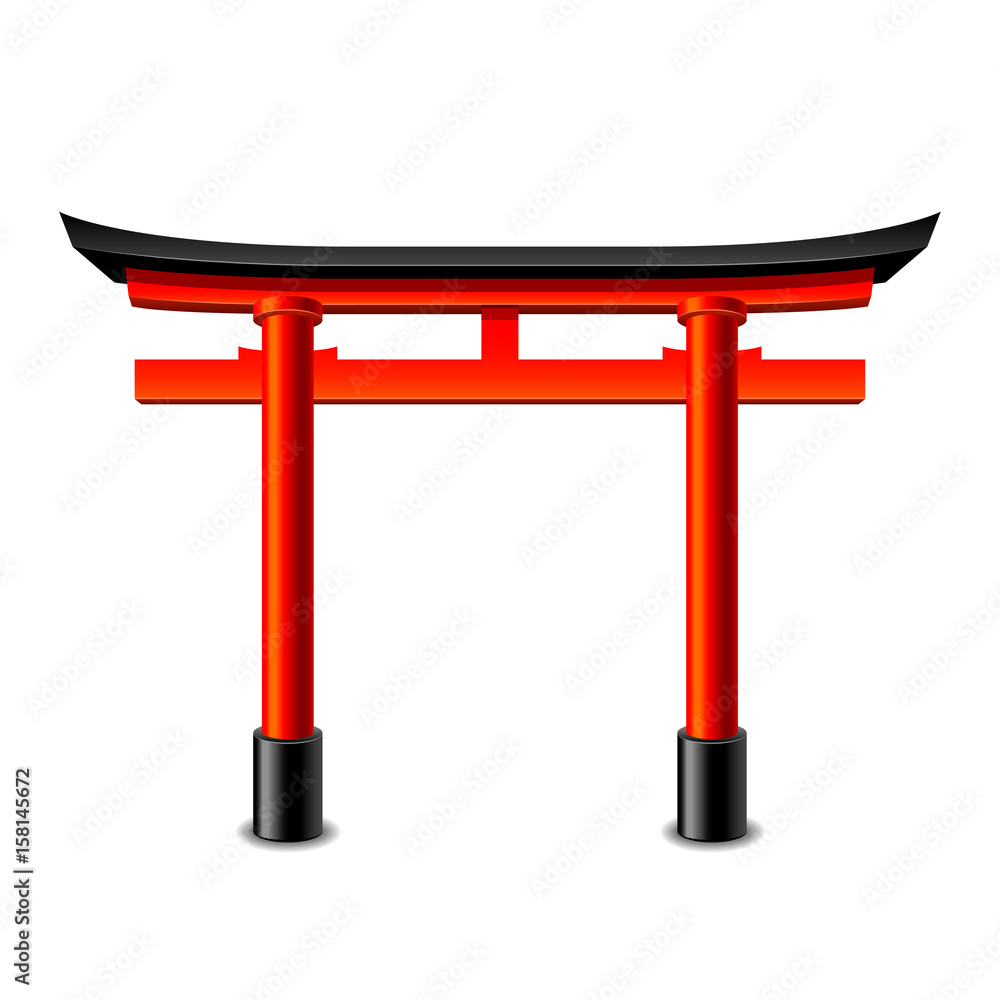 Japanese gate isolated on white vector Stock Vector | Adobe Stock