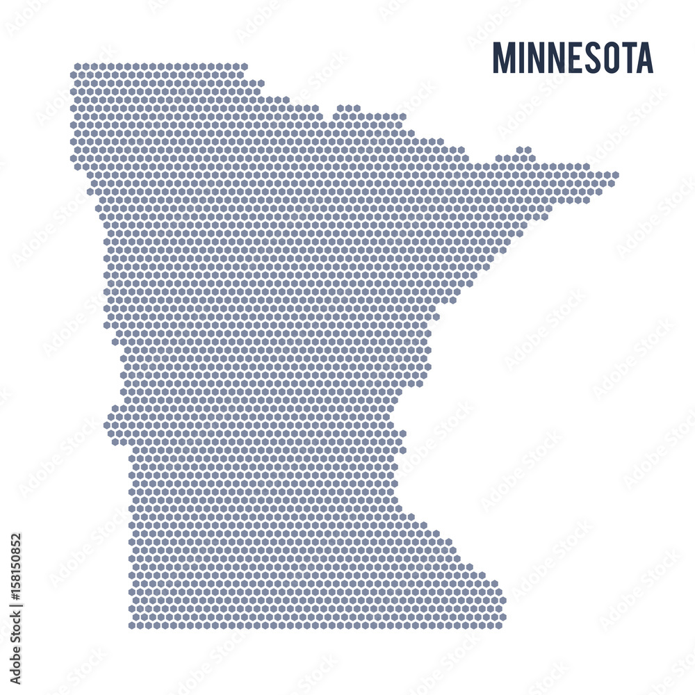 Vector hexagon map of State of Minnesota on a white background Stock ...