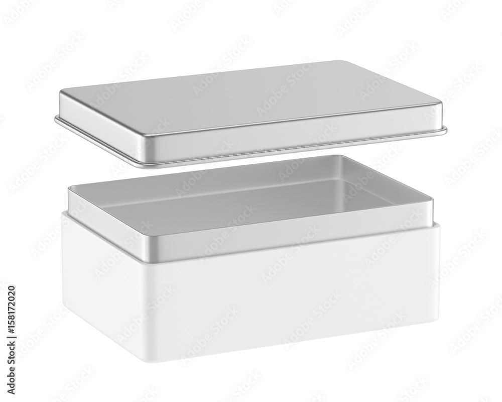 Metal box isolated on a white background, 3D rendering Stock ...