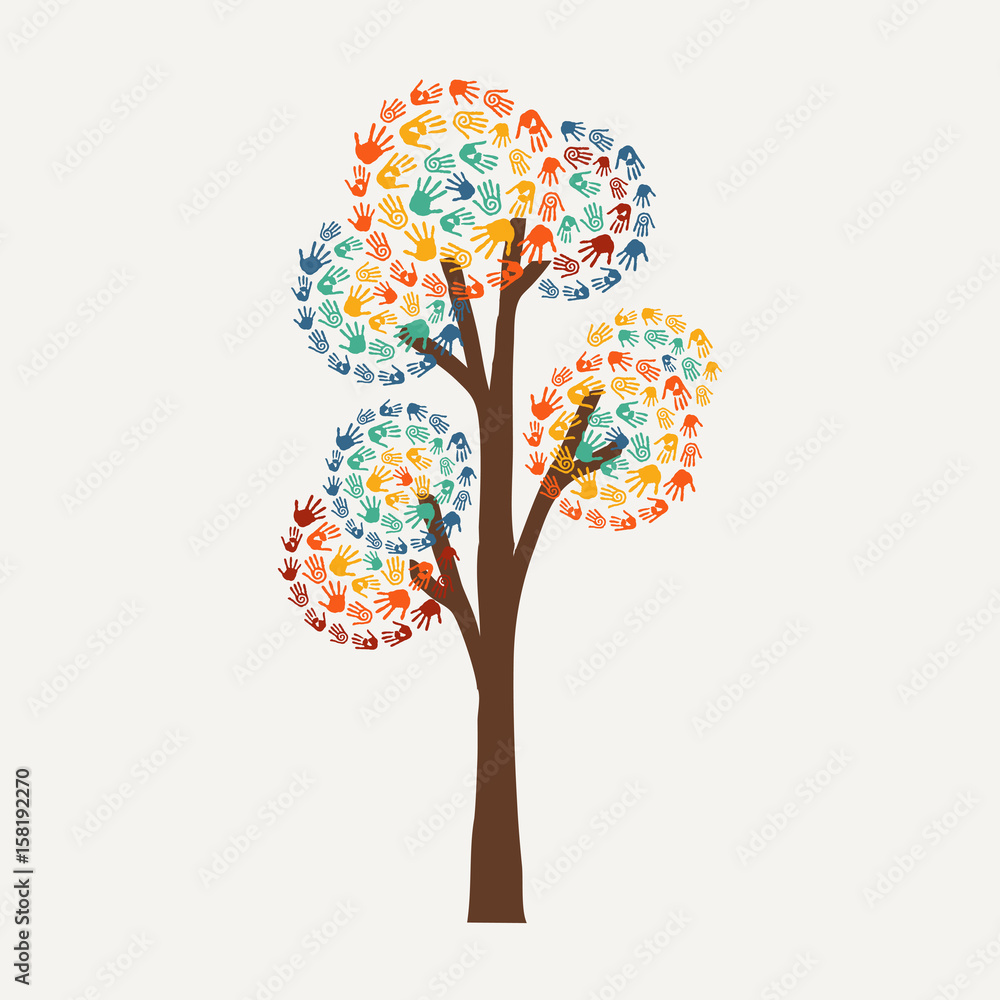 Hand print tree concept for community help Stock Vector | Adobe Stock Hand print tree concept for community help Stock Vector | Adobe Stock