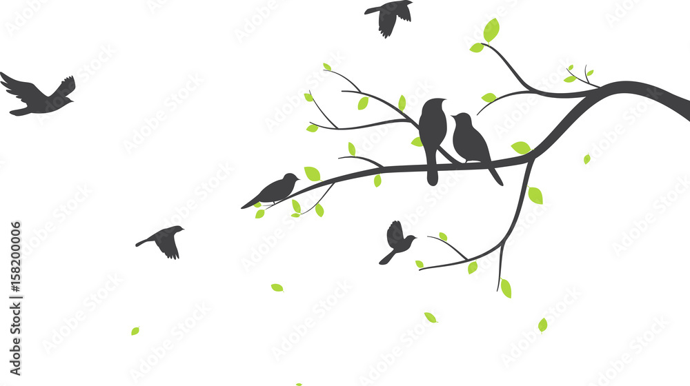 bird with tree silhouette background Stock Vector | Adobe Stock