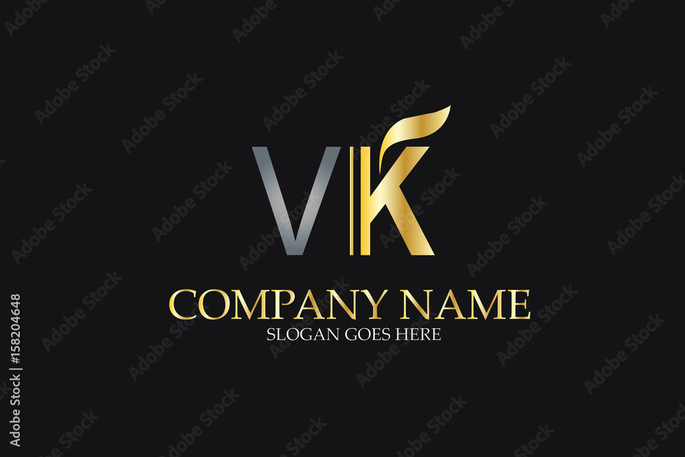 VK Letter Logo Design in Golden and Metal Color Stock Vector | Adobe Stock
