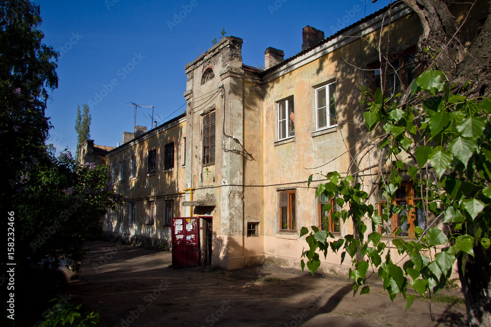 Old Soviet two storey house built by German prisoners after World War ...