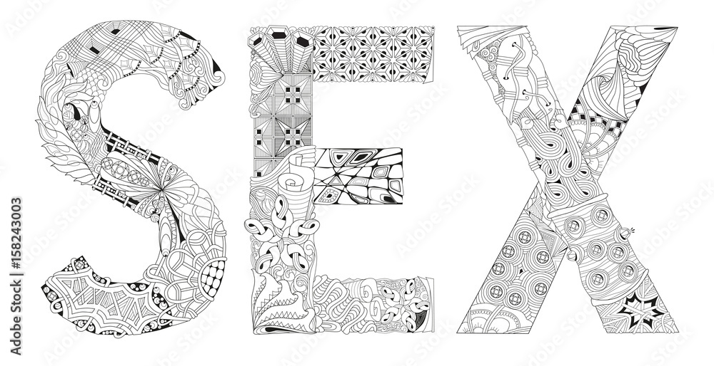 Word Sex For Coloring Vector Decorative Zentangle Object Stock Vector