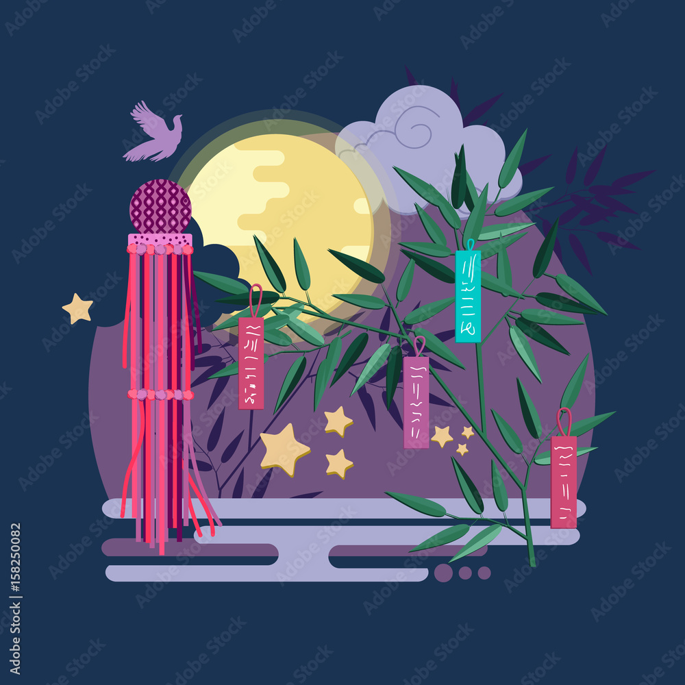 "Tanabata" of Japanese traditional event. Creative concept japanese ...