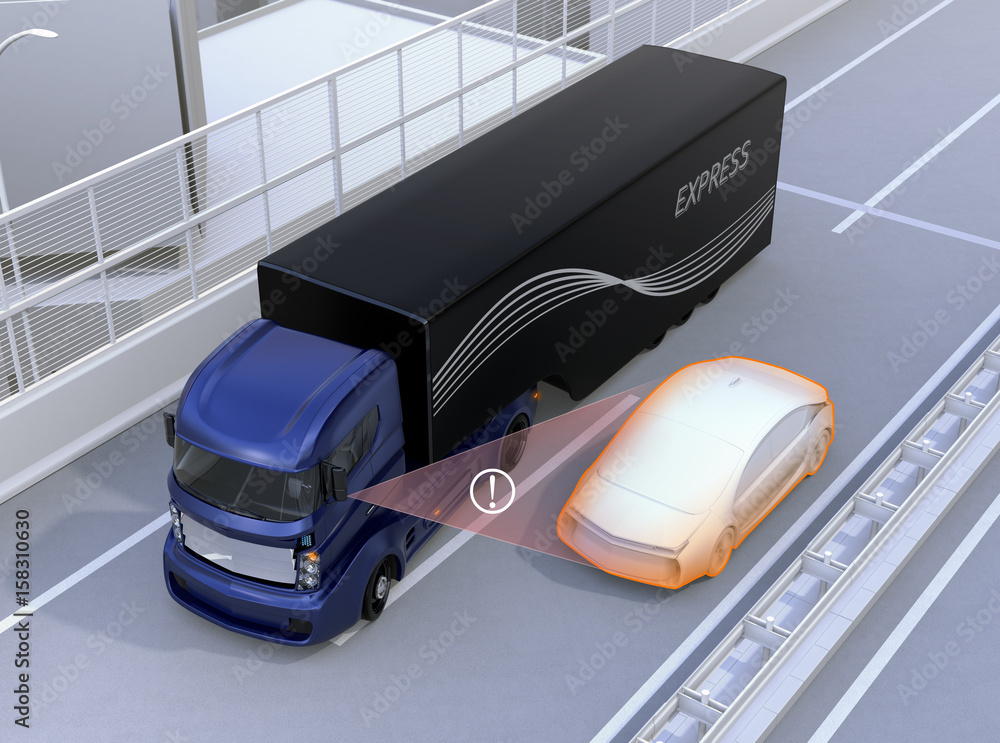 Side view assist system avoid car accident when changing lane. Concept ...