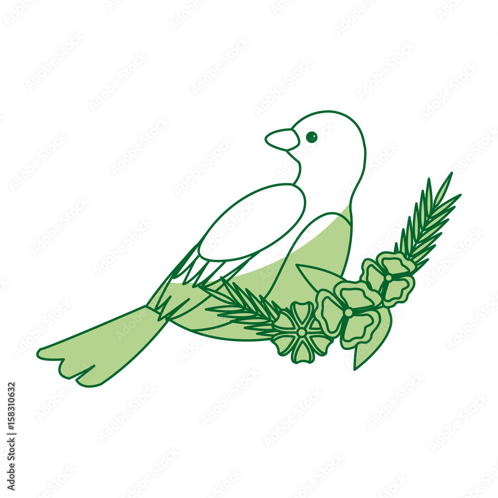 cute cartoon bird flowers spring natural cartoon vector illustration ...