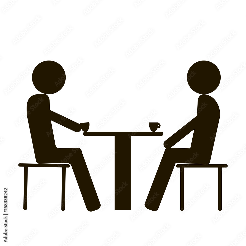 People Sitting At Table White Background