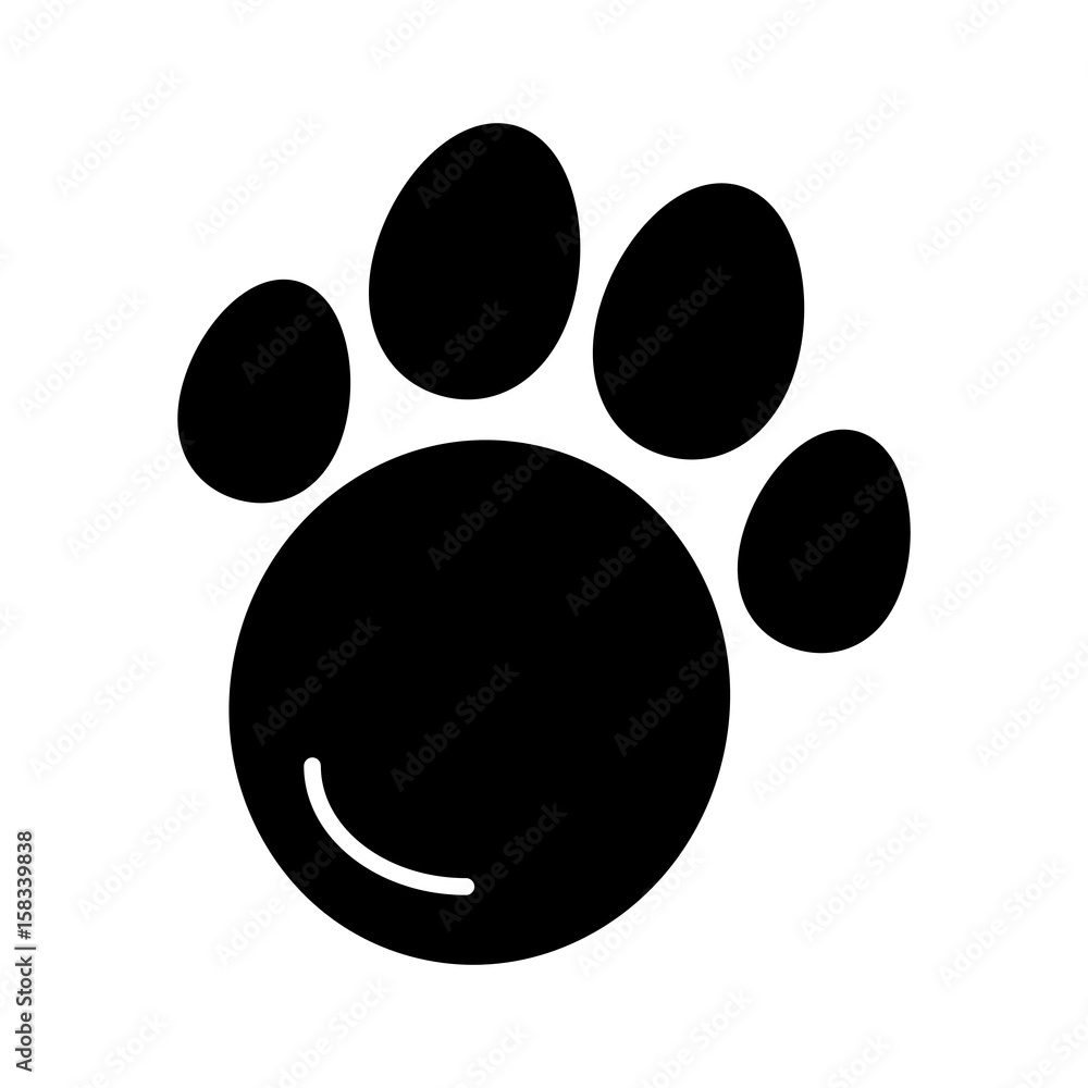 Pet paw simple vector icon. Black and white illustration of animal paw ...