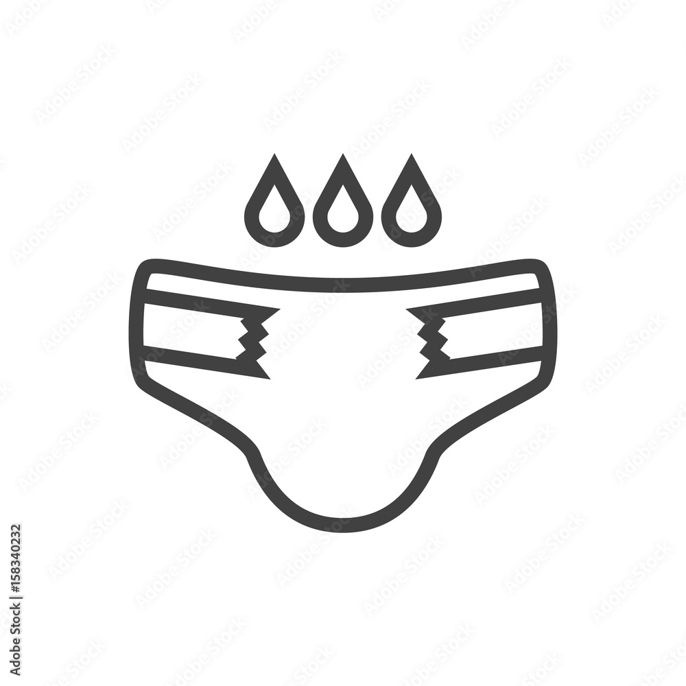 Isolted Nappy Outline Symbol On Clean Background. Vector Diaper Element ...