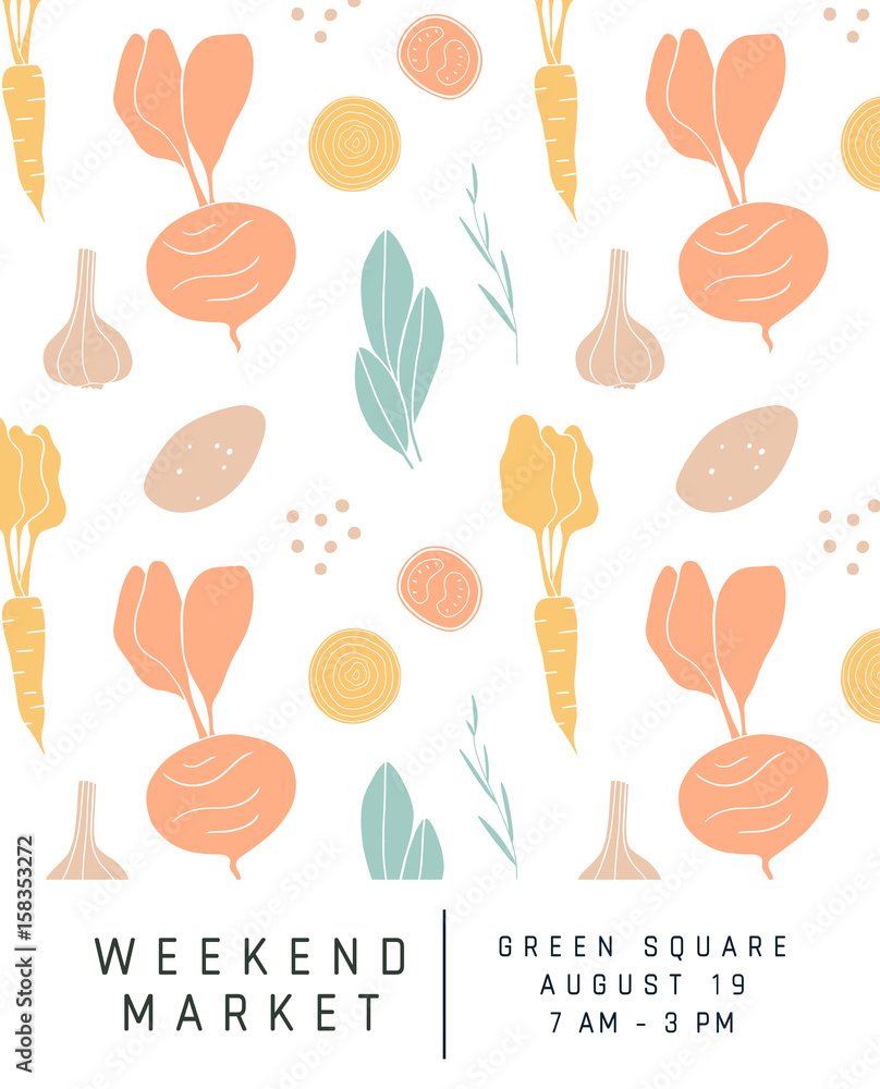 Pattern design for food market flyer. Vegetable background design Stock ...