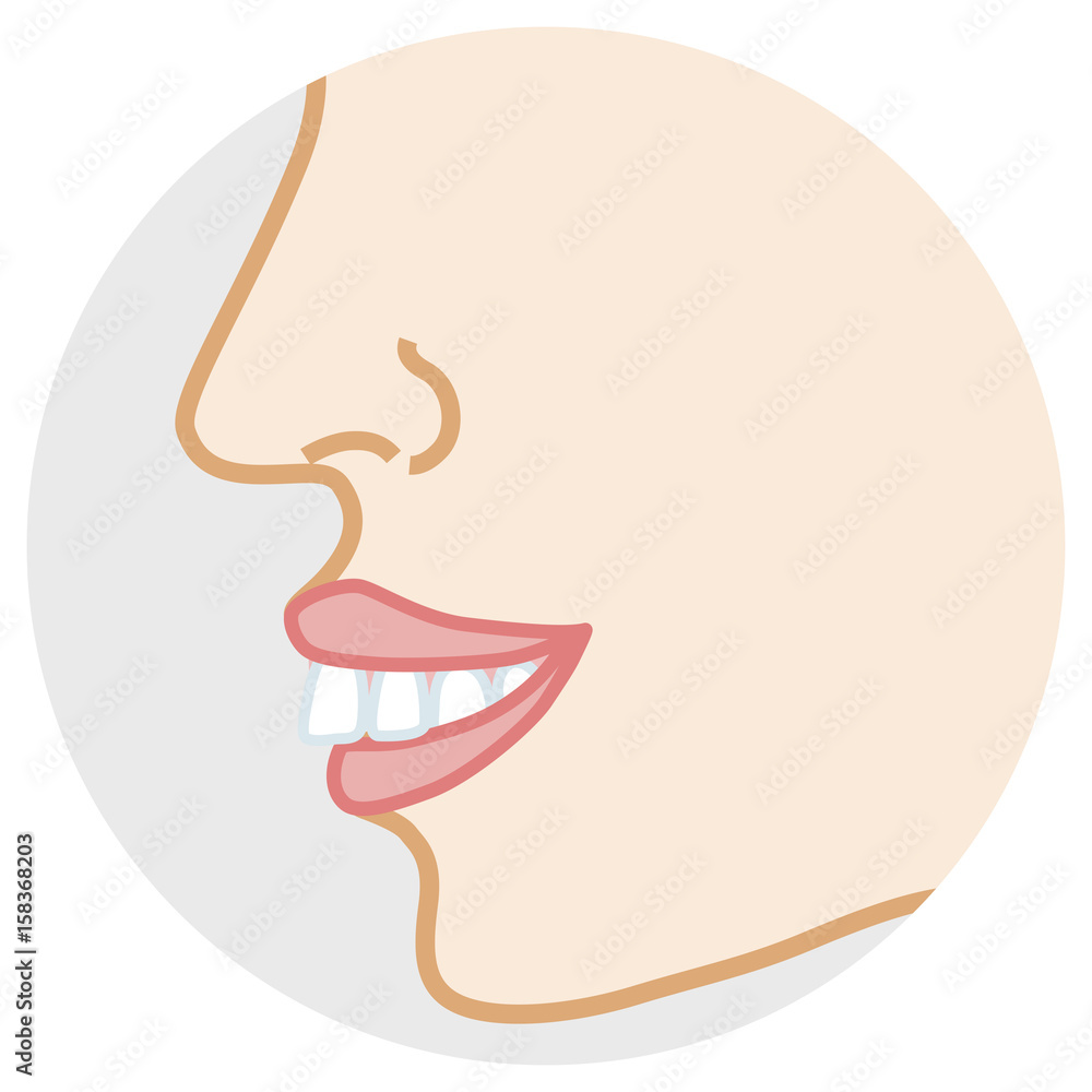 Overbite Teeth -Face close-up, Side view Stock Vector | Adobe Stock