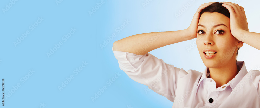 Troubled womant. Close up portrait. (Gestures, body language ...