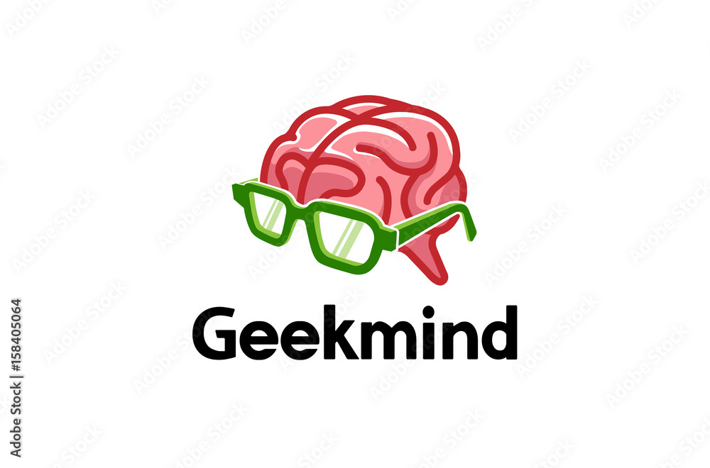 Geek Mind Logo Design Illustration Stock Vector | Adobe Stock