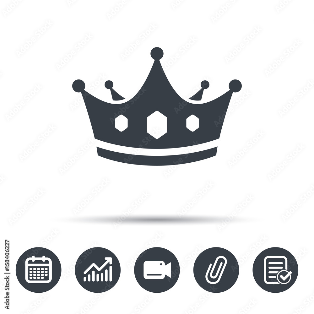 Crown icon. Royal throne leader symbol. Calendar, chart and checklist ...