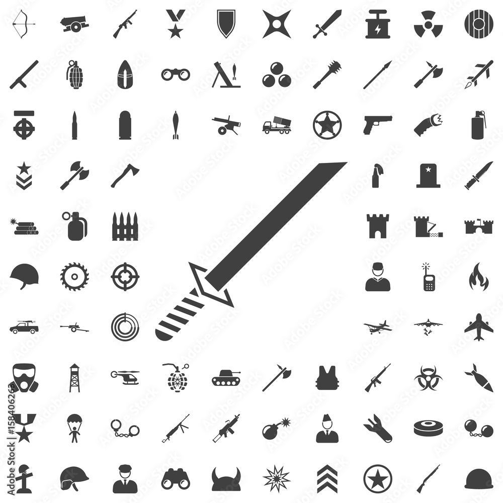 Japanese katana samurai sword or blade flat icon for games and websites ...