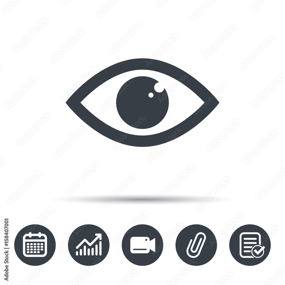 Eye icon. Eyeball vision symbol. Calendar, chart and checklist signs ...