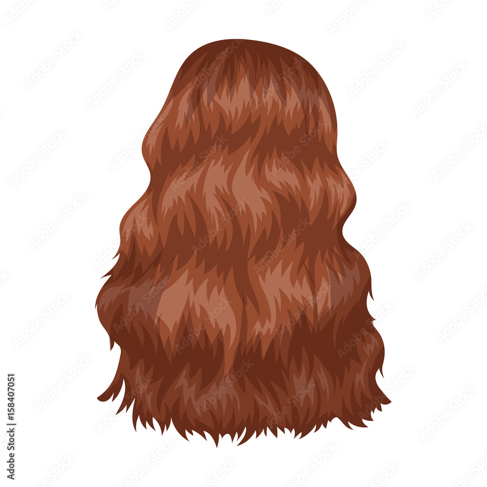 Red long back.Back hairstyle single icon in cartoon style vector symbol ...