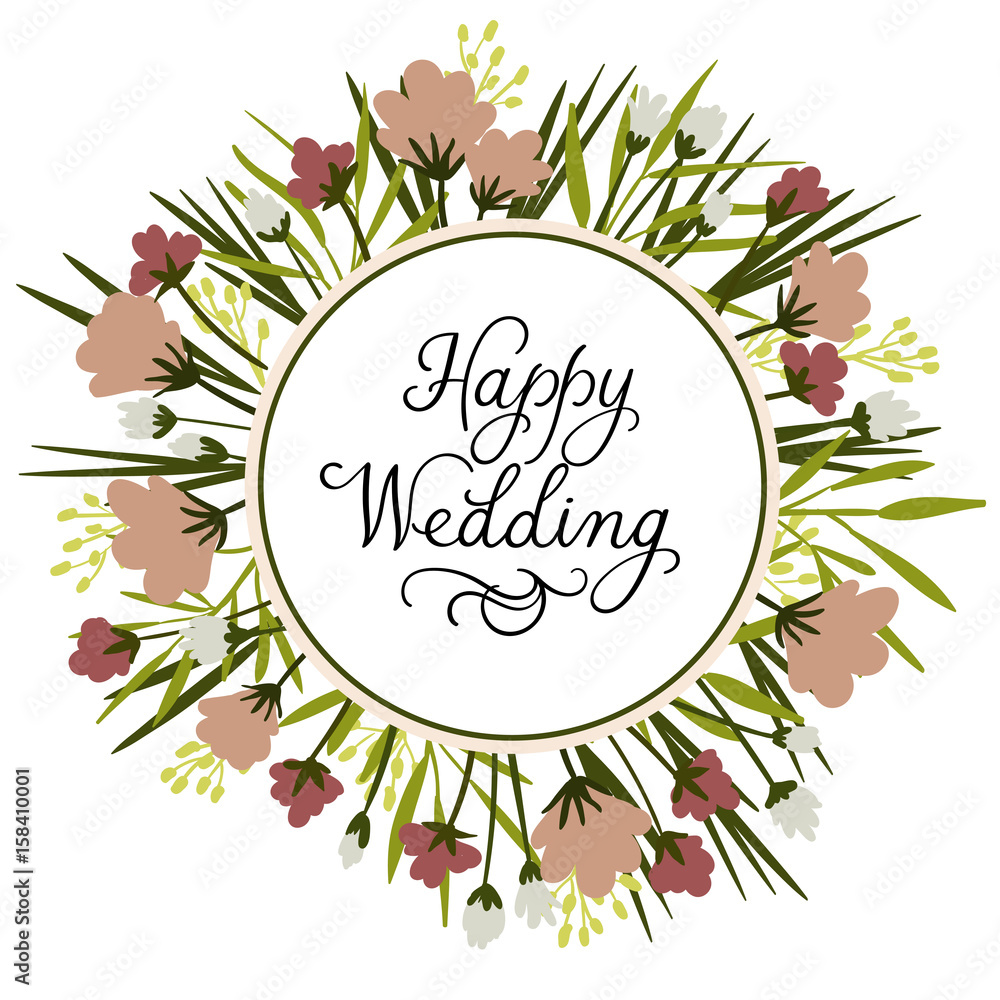 Happy wedding modern calligraphy inscription. Wedding typography ...