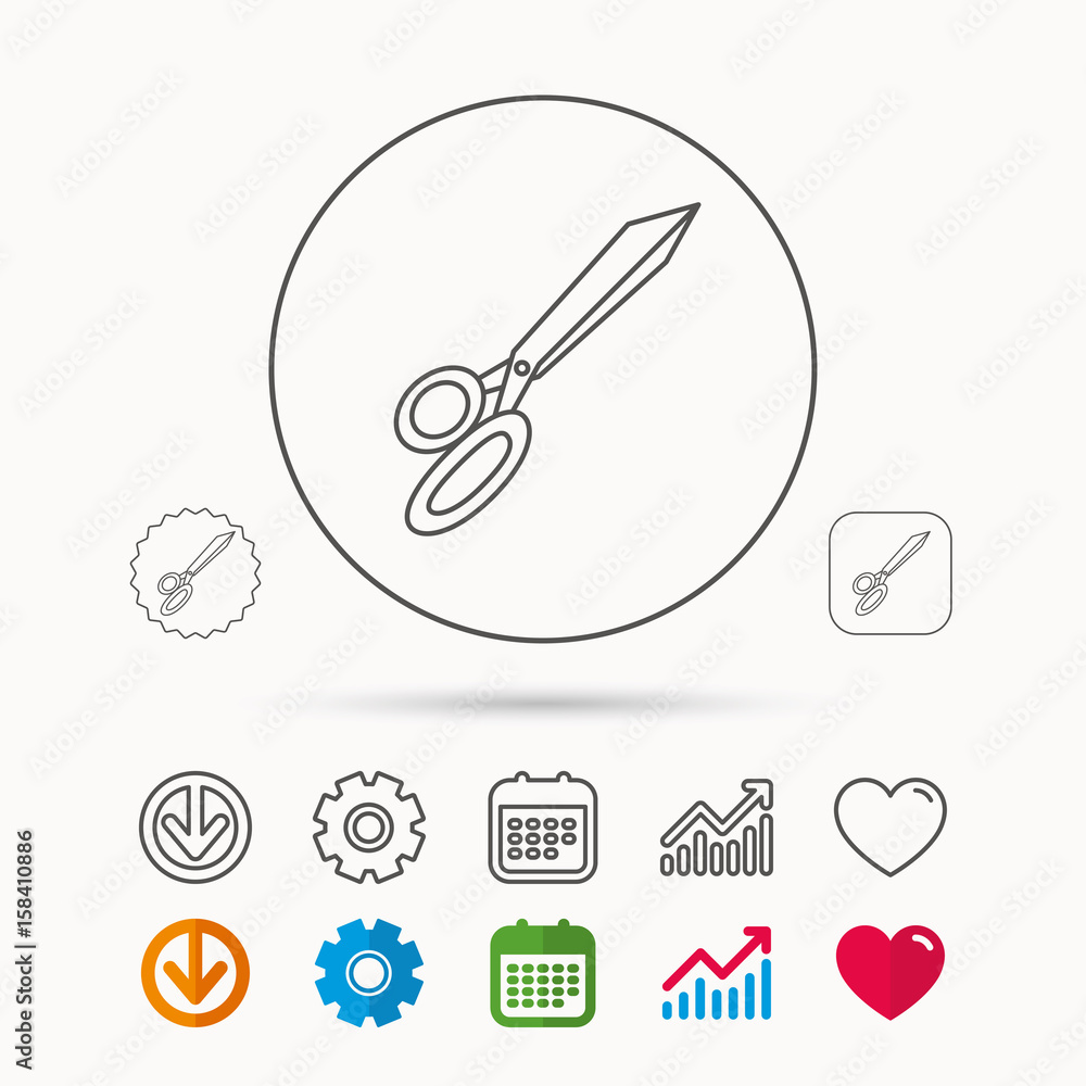Tailor scissors icon. Hairdressing sign. Grooming symbol. Calendar ...
