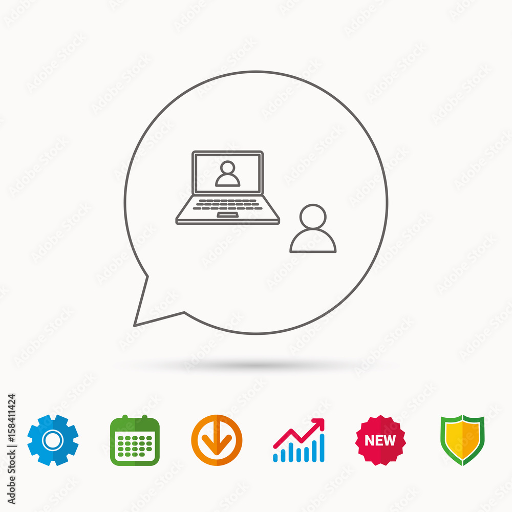 Video chat icon. Webcam chatting sign. Web conference symbol. Calendar ...