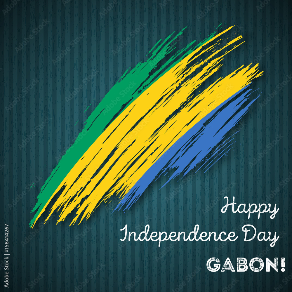 Gabon Independence Day Patriotic Design. Expressive Brush Stroke in ...